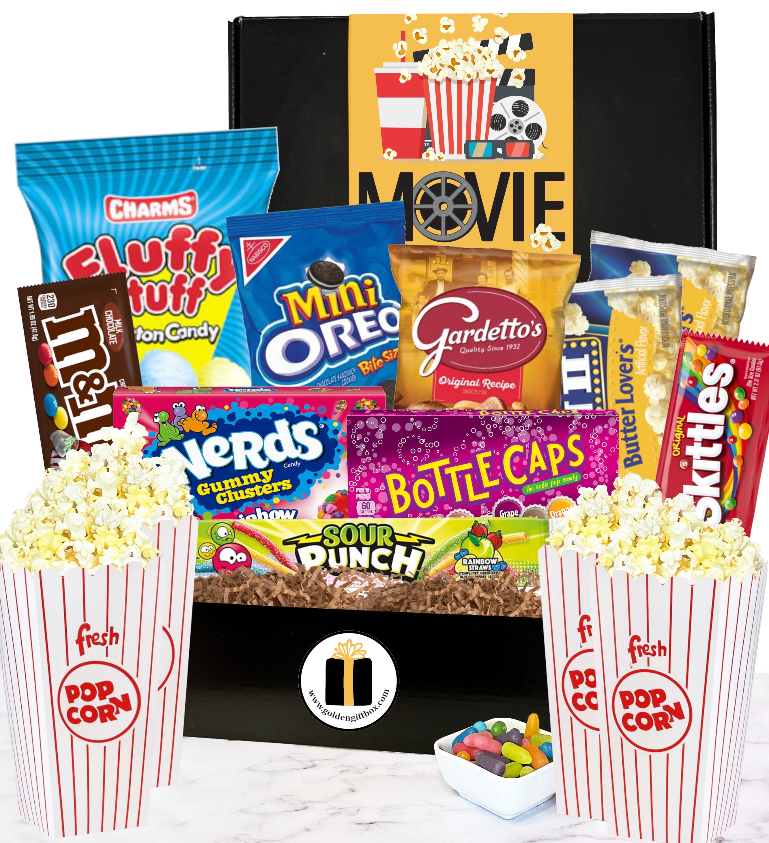 Deluxe Popcorn Movie Night Reusable Gift Basket - Perfect for College ...