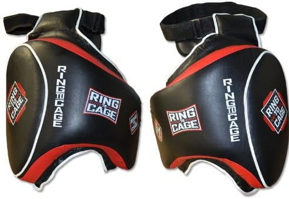 Deluxe Muay Thai Thigh Guard for Muay Thai, MMA, Kickboxing (Black/Red ...