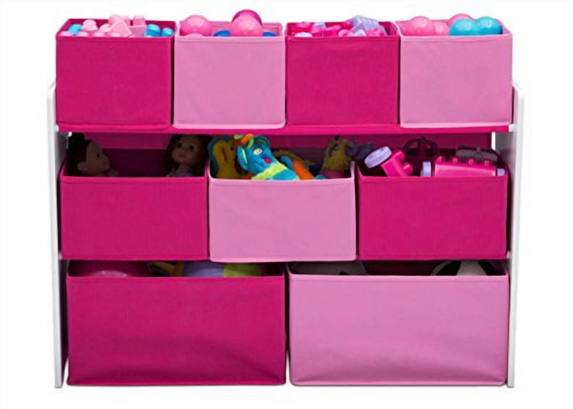 Deluxe Multi-Bin Toy Organizer with Storage Bins, White/Pink Bins ...