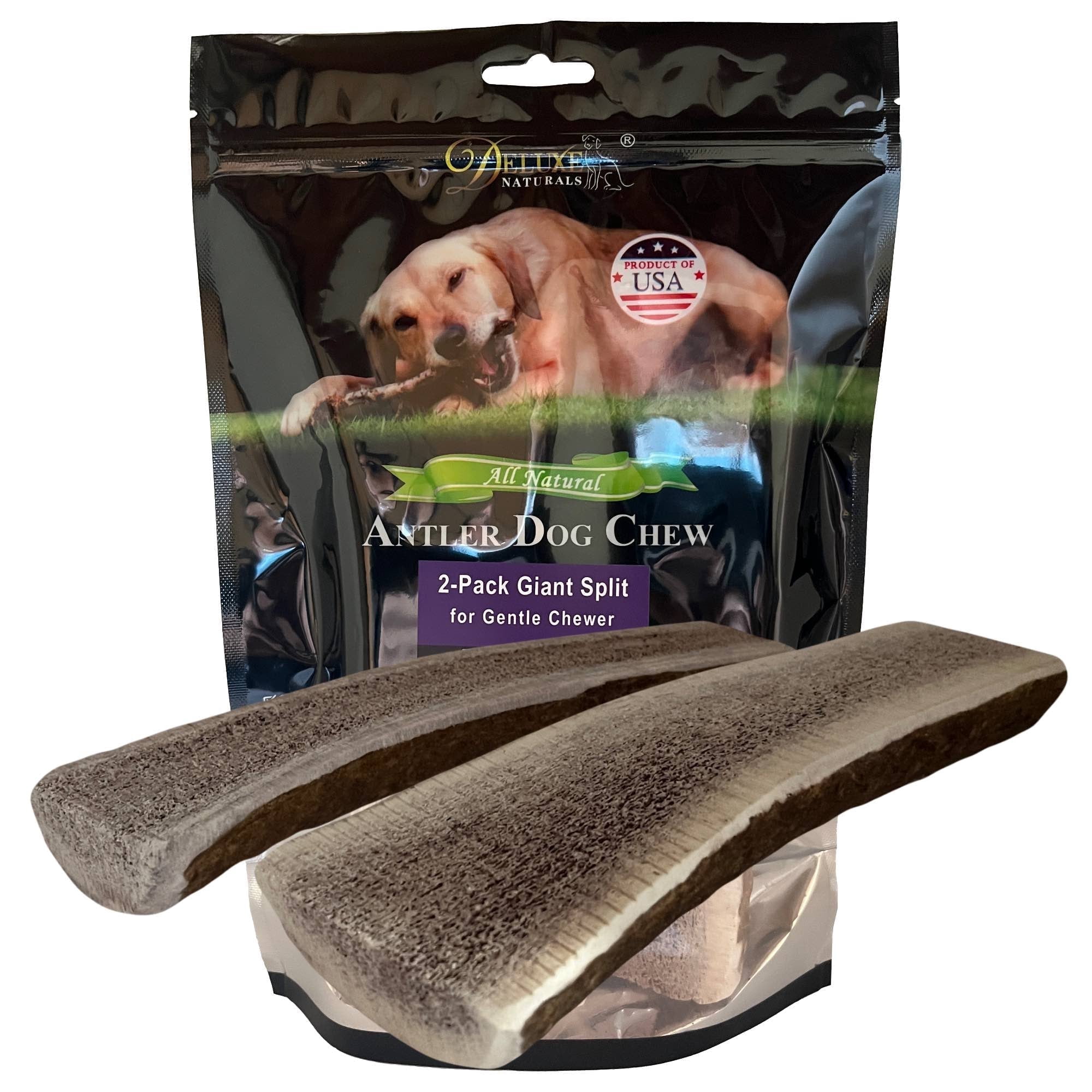 Deluxe Naturals 2-Pack Giant Split Elk Antler Dog Chews, Naturally Shed ...