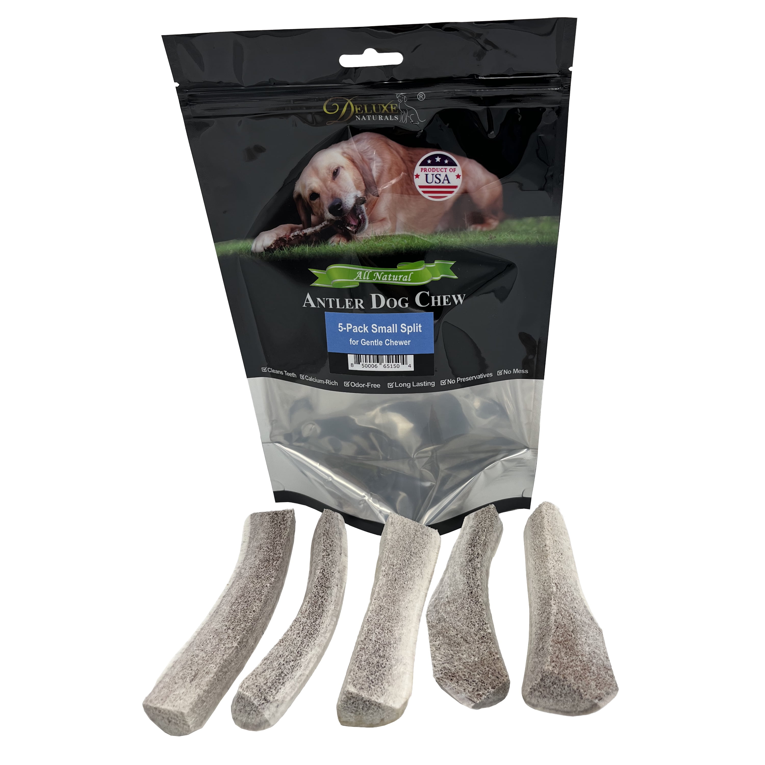 Deluxe Naturals Elk Antler Dog Chew 5-Pack, Small Split Antlers ...