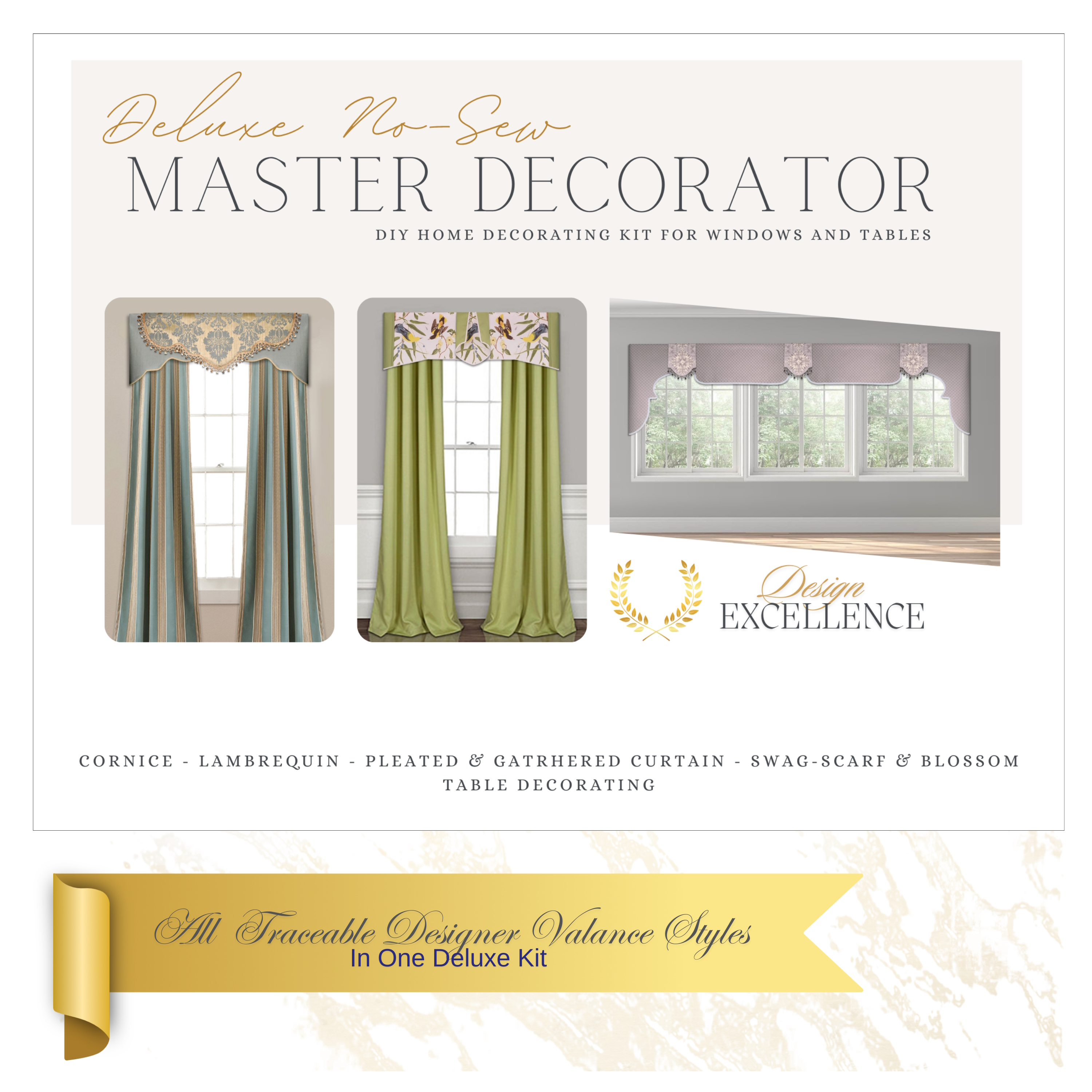 Free Shipping! Deluxe No-Sew Valance Kit, Multi-Style DIY Home ...