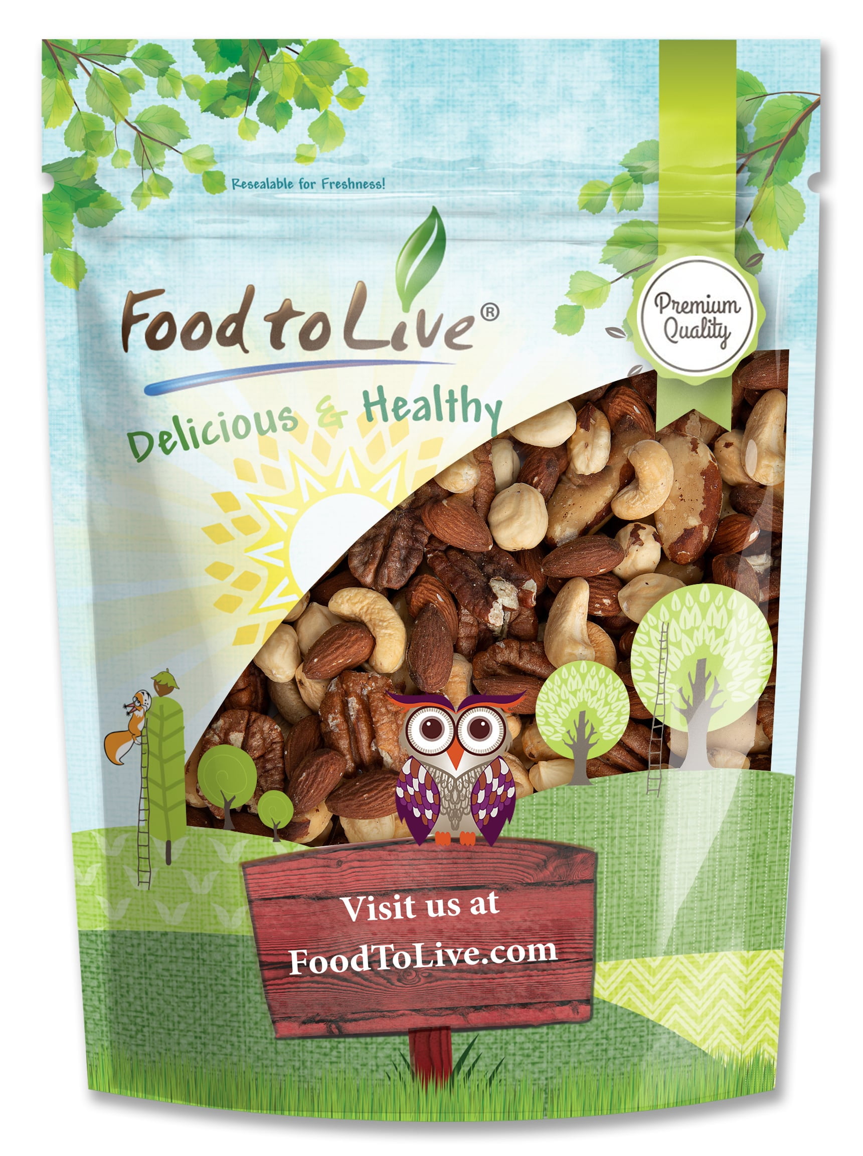 Food to Live, Deluxe Nuts Mix, 0.5 Pounds, Vegan Kosher Oven Roasted ...