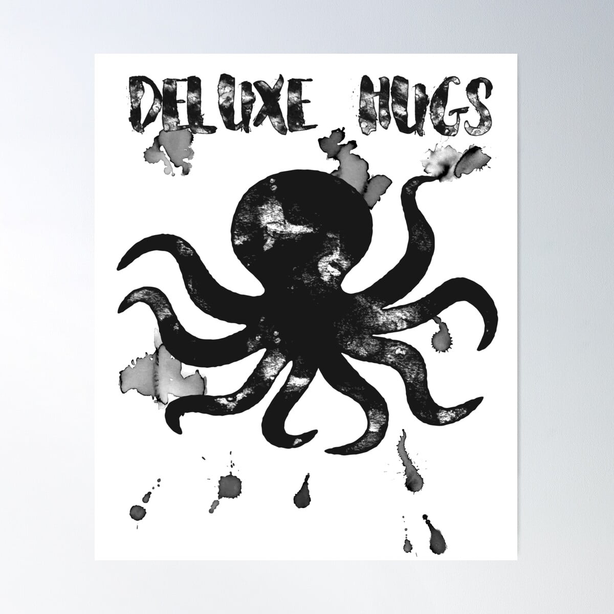 Deluxe Octopus Hugs Artistic Ink Splash Poster Wall Art, Modern Wall ...