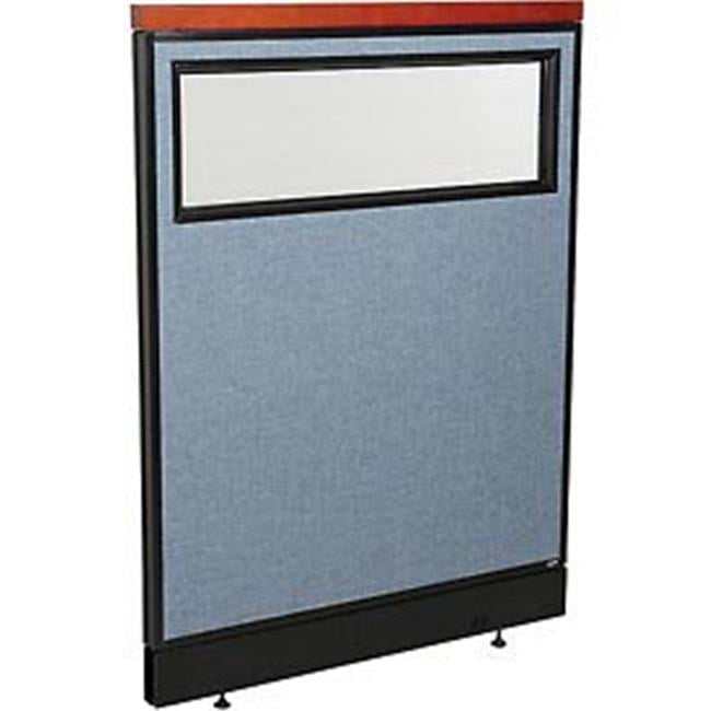 Deluxe Office Partition Panel with Partial Window & Raceway - Blue - 36 ...