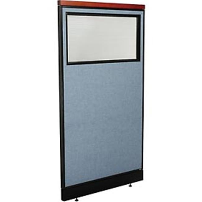 Deluxe Office Partition Panel with Partial Window & Raceway - Blue - 36 ...