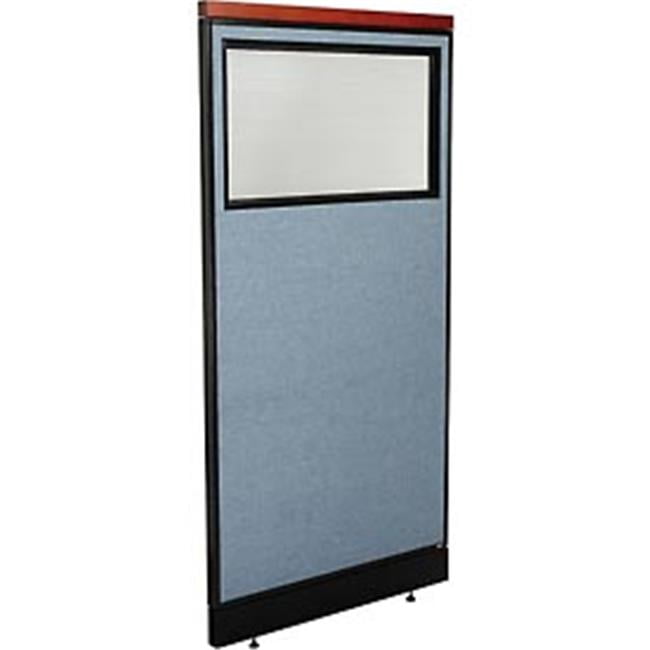 Deluxe Office Partition Panel with Partial Window & Raceway - Blue - 36 ...