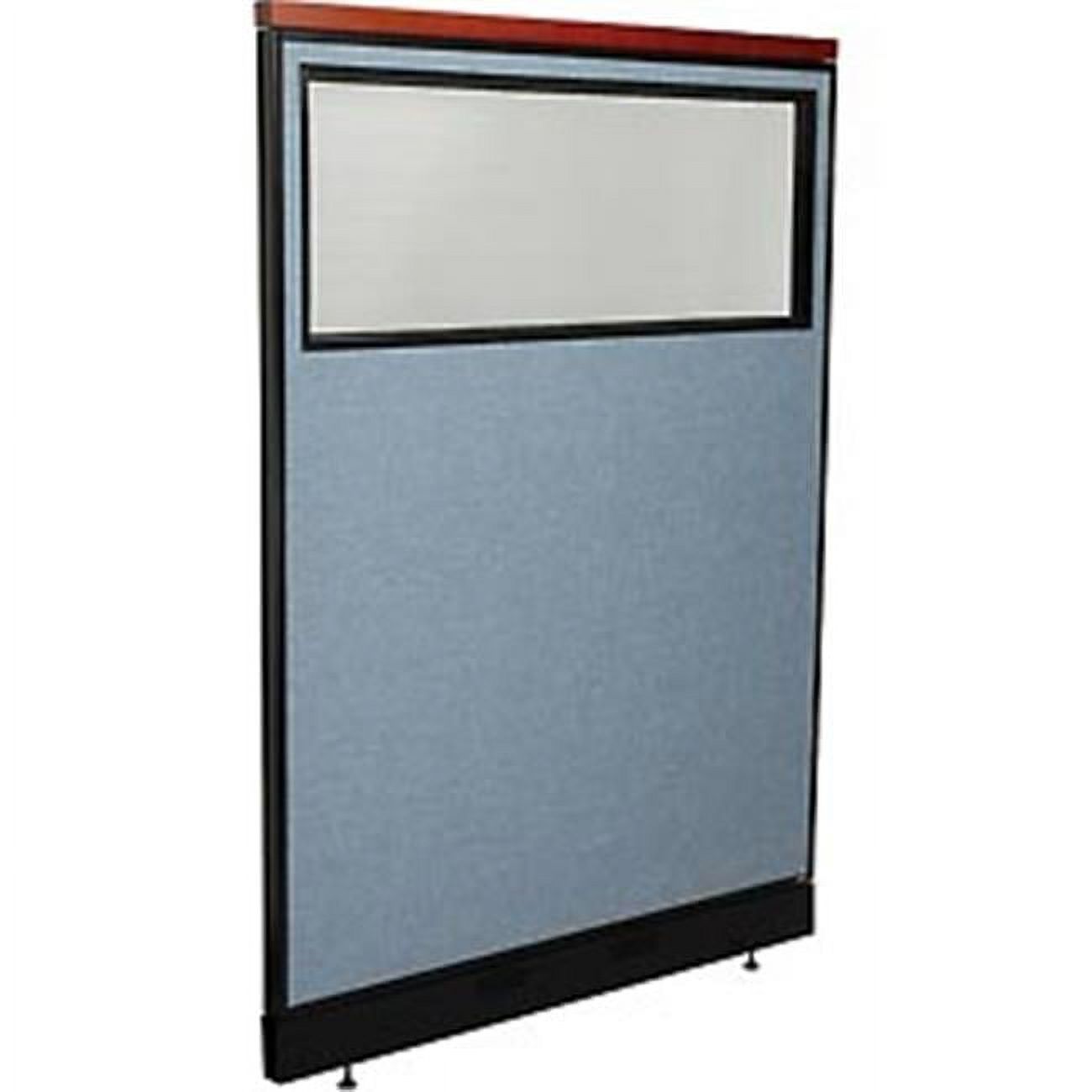 Deluxe Office Partition Panel with Partial Window & Raceway - Blue - 48 ...