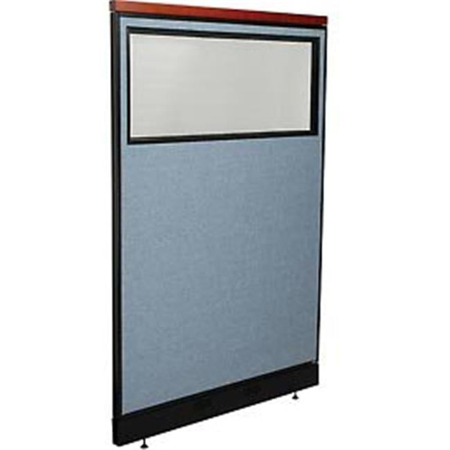 Deluxe Office Partition Panel with Partial Window & Raceway - Blue - 48 ...