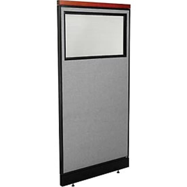 Deluxe Office Partition Panel with Partial Window & Raceway - Gray - 36 ...