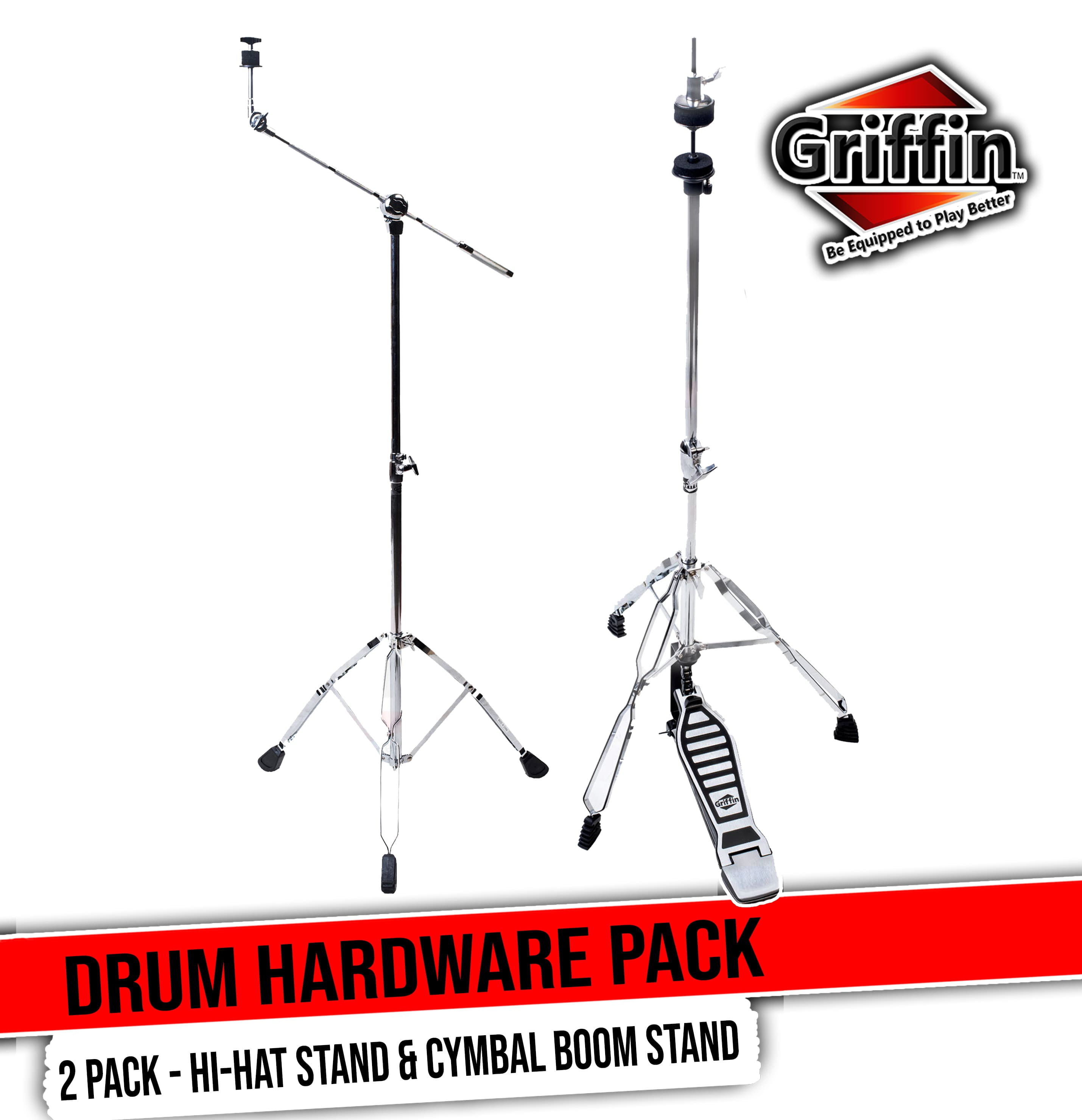 Deluxe PACK Set - Hi-Hat Stand & Cymbal Boom Stand Kit (2x Stands) by GRIFFIN | Hi-Hat Pedal ...