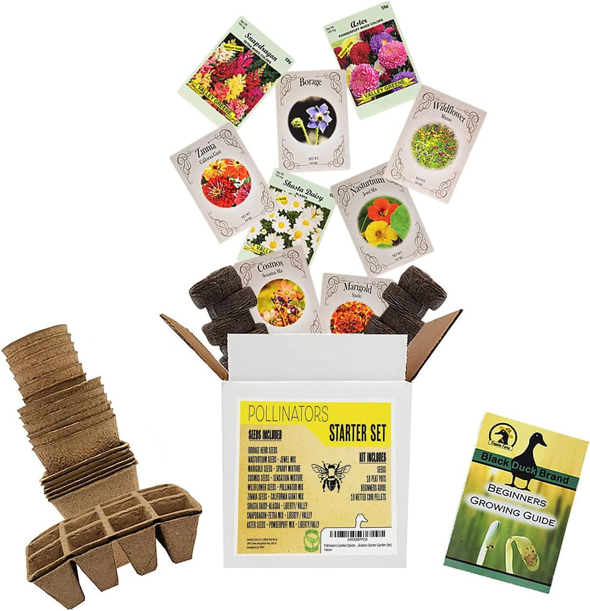 Deluxe Pollinators Garden Starter Kit - Includes: Seeds, Peat Pots ...