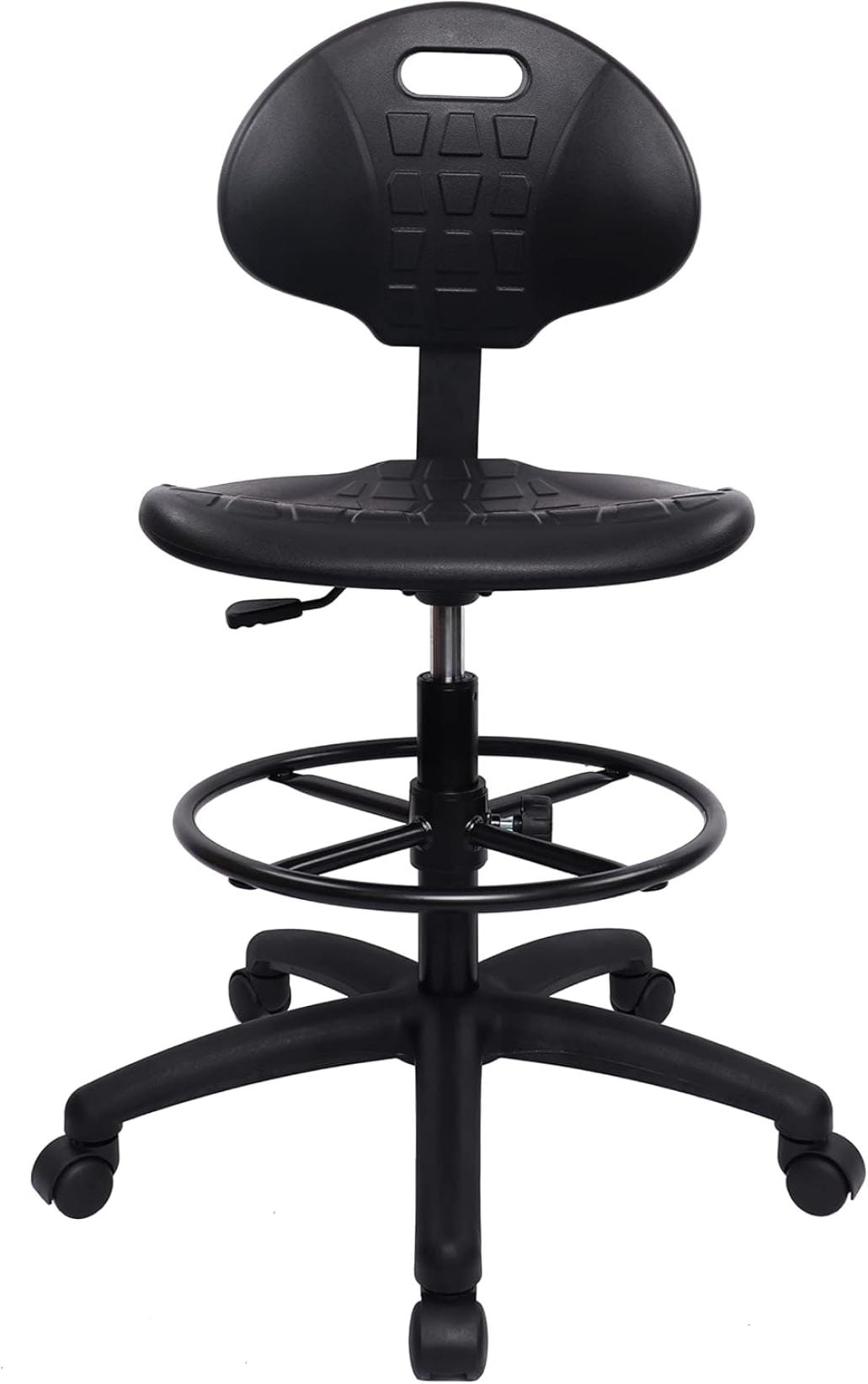 Deluxe Polyurethane Drafting Lab Stool Chair, 18" Adjustable Footring ...