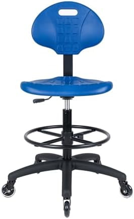 ? Deluxe Polyurethane Drafting Lab Stool Chair, 18" Adjustable Footring ...