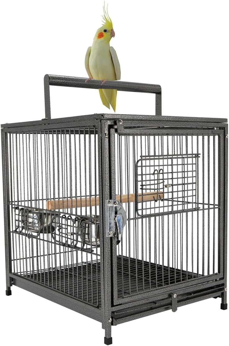 Deluxe Portable Wrought Iron Bird Travel Parrot Vet Carrier Cage ...