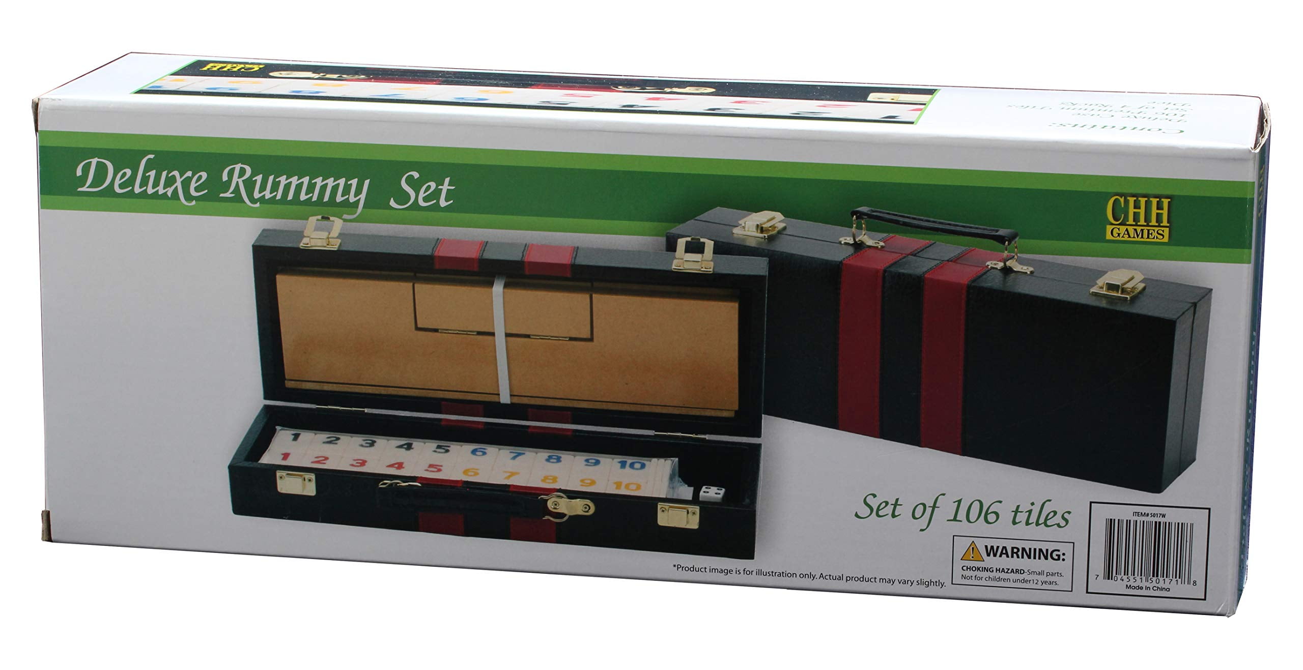 Deluxe 106 Piece Rummy Game Set with Wooden Racks in Black and Red ...
