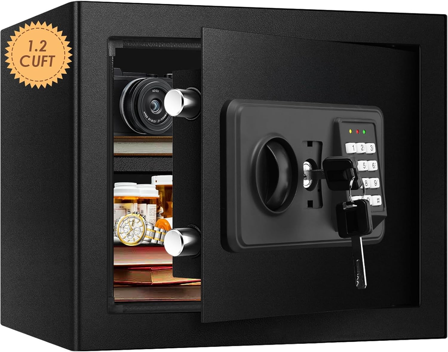 Deluxe Safe Box 1.2 Cubic Feet Electronic Digital Security Box, Keypad ...