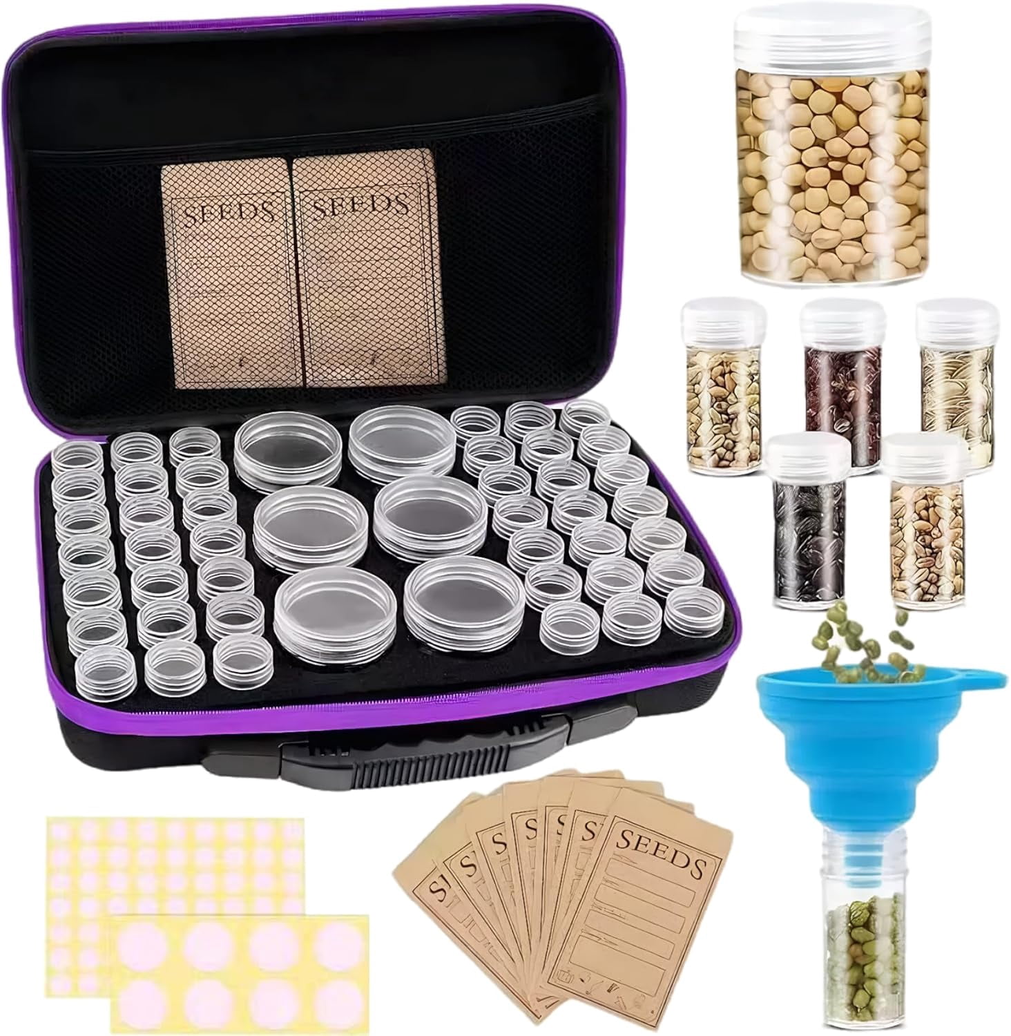 Deluxe Seed Storage Kit with 48 Organizer Containers, Envelopes, Labels ...