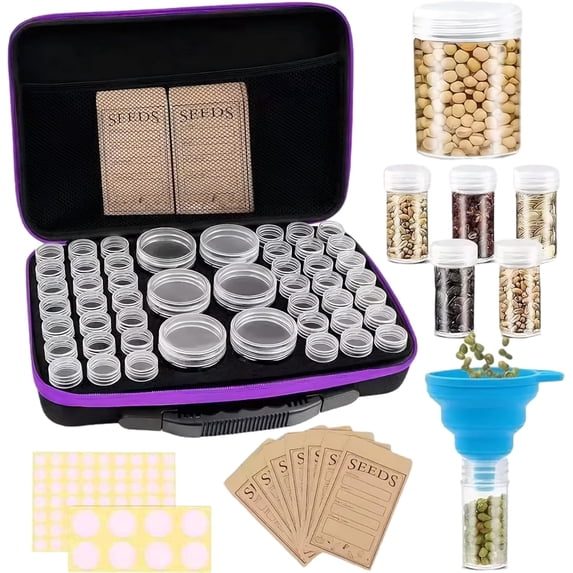 Deluxe Seed Storage Kit with 48 Organizer Containers, Envelopes, Labels ...