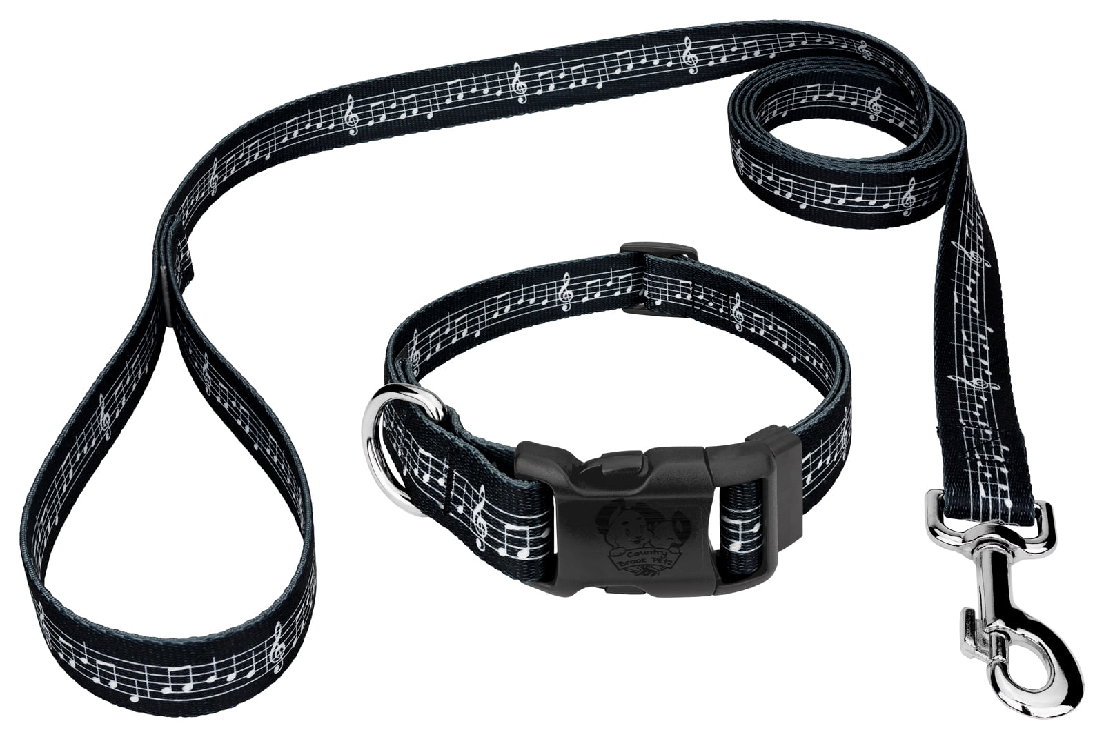 Country Brook Petz® Deluxe Sheet Music Dog Collar and Leash, Small ...