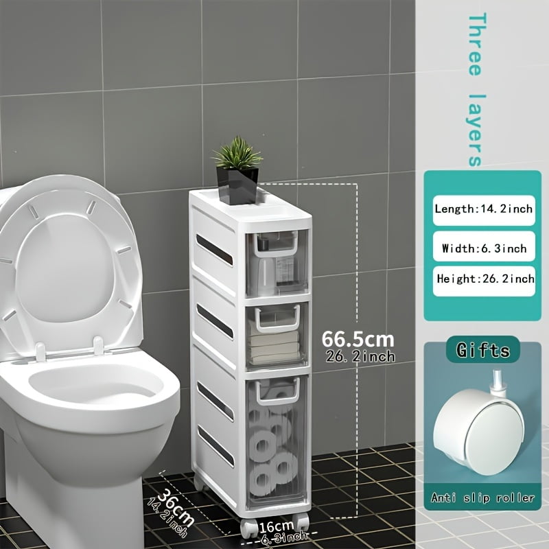 Deluxe Slim Storage Cabinet with Drawers - Durable Waterproof PP ...