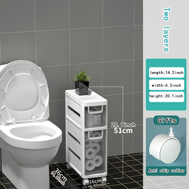 Deluxe Slim Storage Cabinet with Drawers - Durable Waterproof PP ...