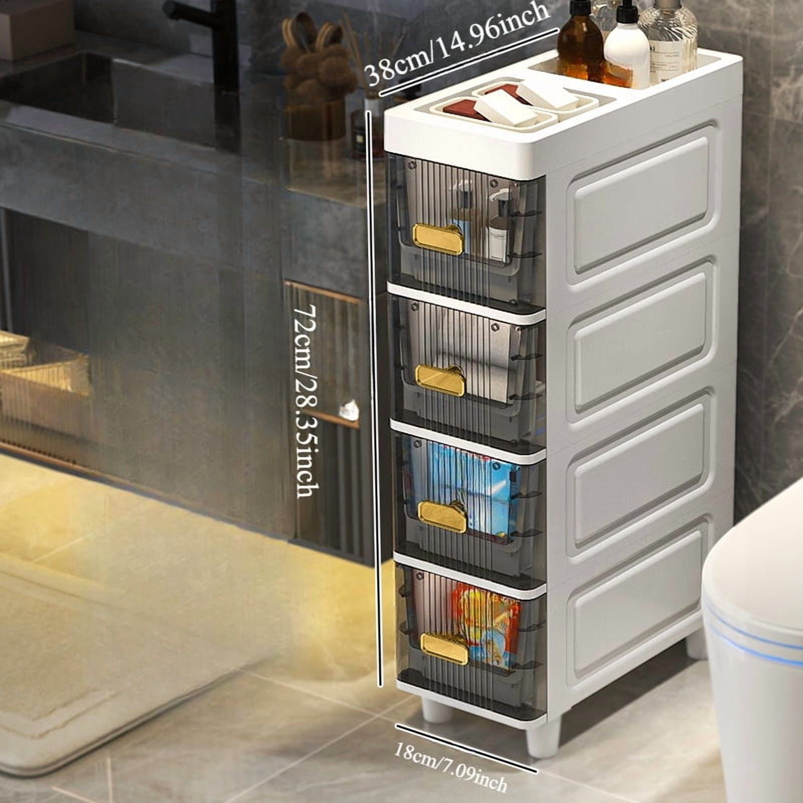 Deluxe Slim Storage Cabinet with Drawers - Waterproof PP Organizer for ...