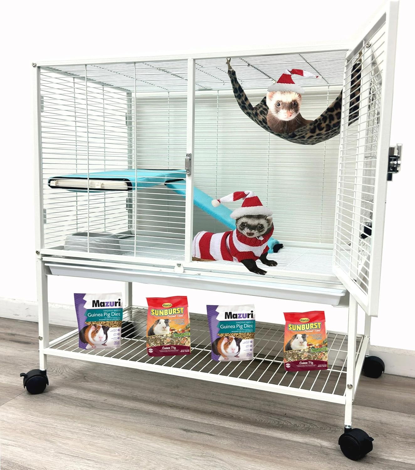 Deluxe Small Animal Critter Home Cage with Bar Spacing for Ferret ...