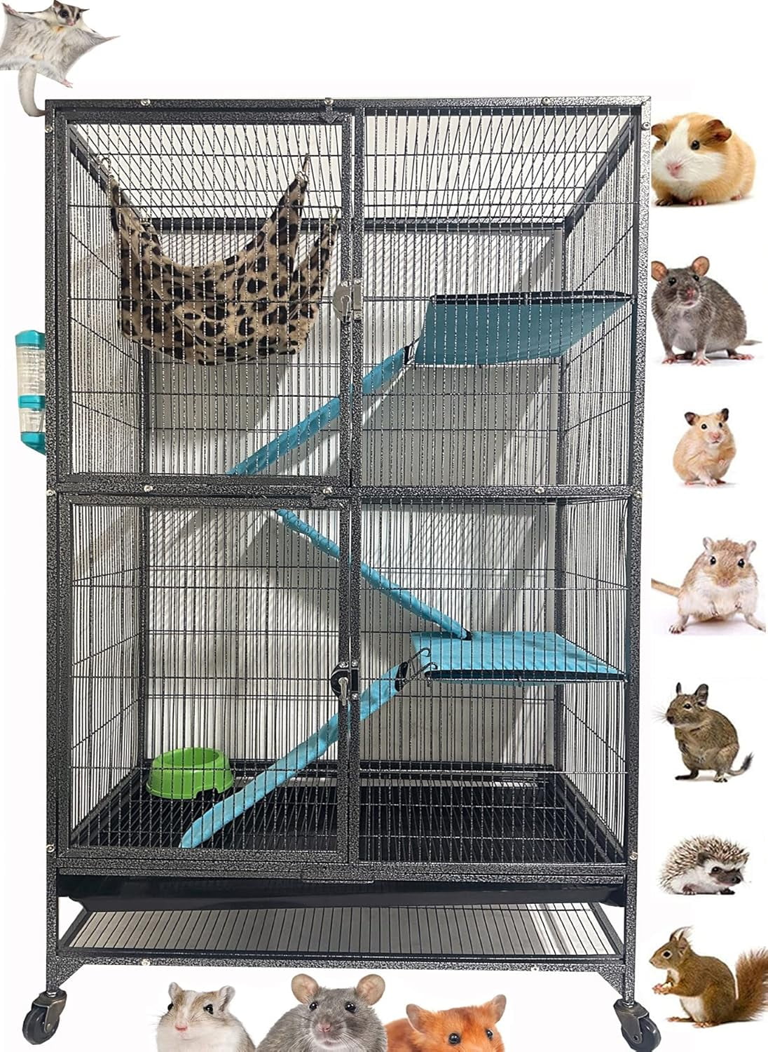 Deluxe Small Animal Critter Home Cage with Bar Spacing for Ferret ...
