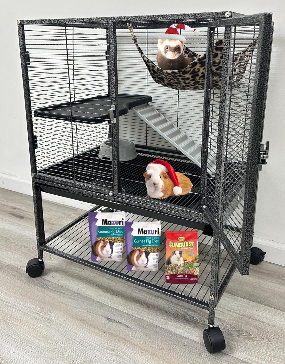 Deluxe Small Animal Critter Home Cage with Bar Spacing for Ferret ...