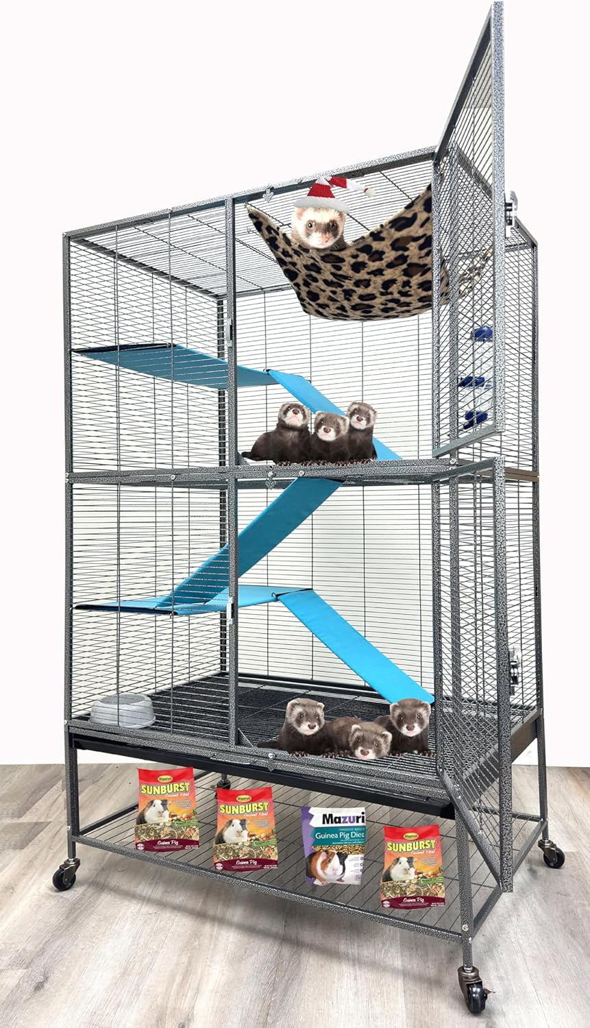Deluxe Small Animal Critter Home Cage with Bar Spacing for Ferret ...