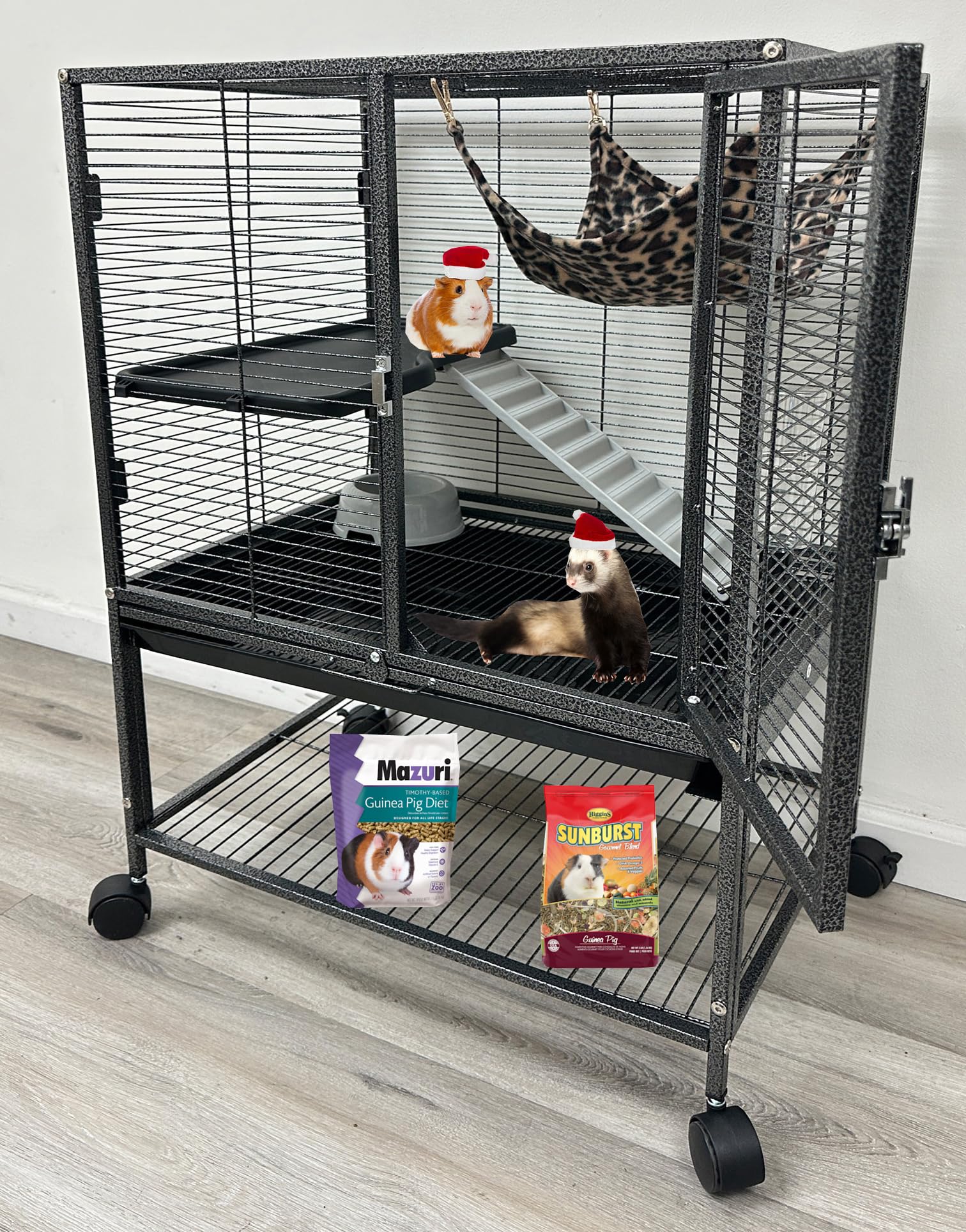 Deluxe Small Animal Rolling Cage Two Levels, 1/2-Inch Spacing for ...