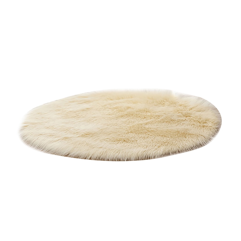 Deluxe Soft Acrylic Fiber Round Mat Fuzzy Fur Rugs Faux Sheepskin ...