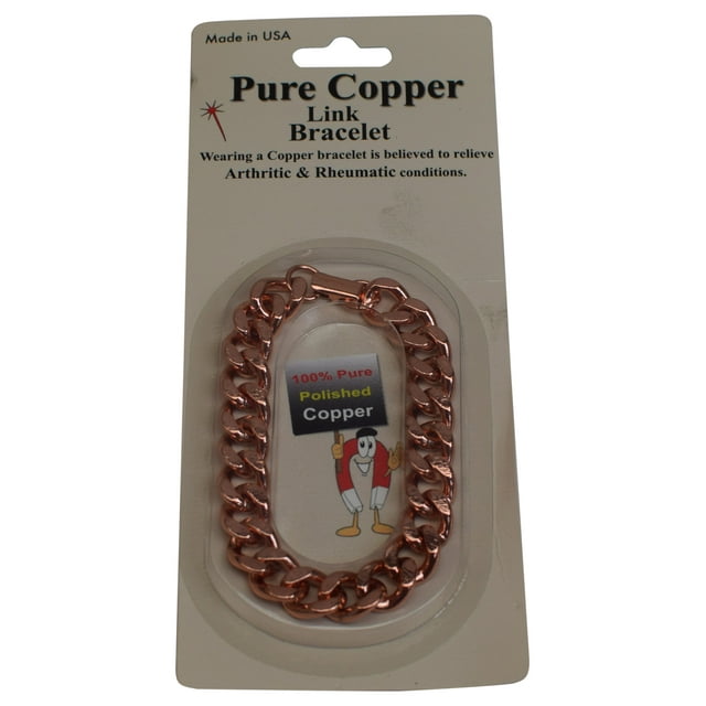 Deluxe Solid Copper Heavy Chain Link Men's Bracelet Jewelry - Walmart.com