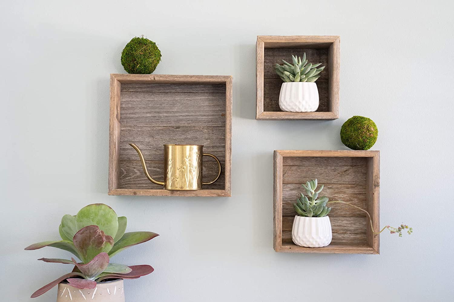 Deluxe Square Floating Wood Shadowbox, Home , Set of 3 (Natural Weathered Gray) - Walmart.com