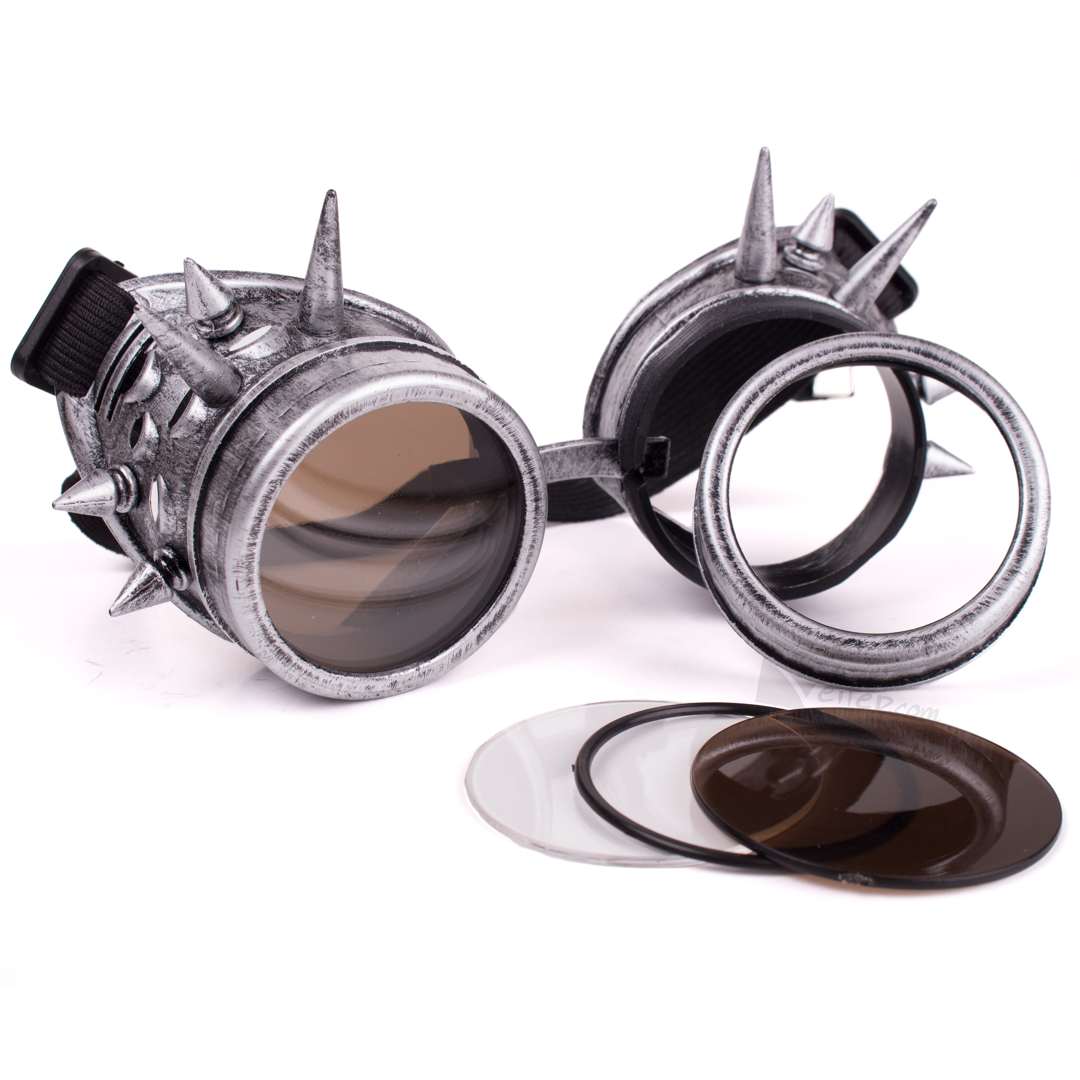 Deluxe Steampunk Spiked Costume Cosplay Goggles, Multiple Lenses ...