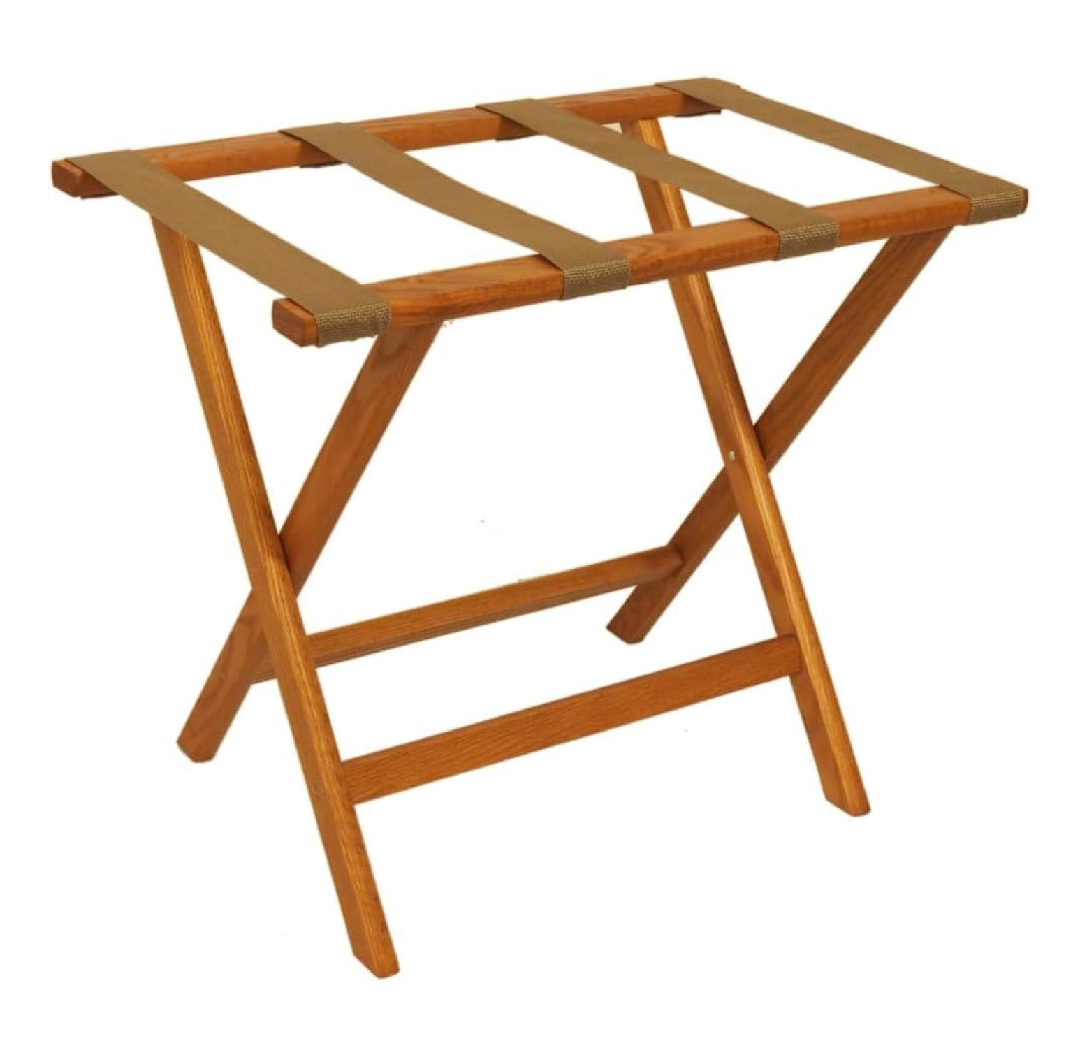 Deluxe Straight Leg Luggage Rack,Tan Straps, 20" H x 23.75" W x 15.5" D ...