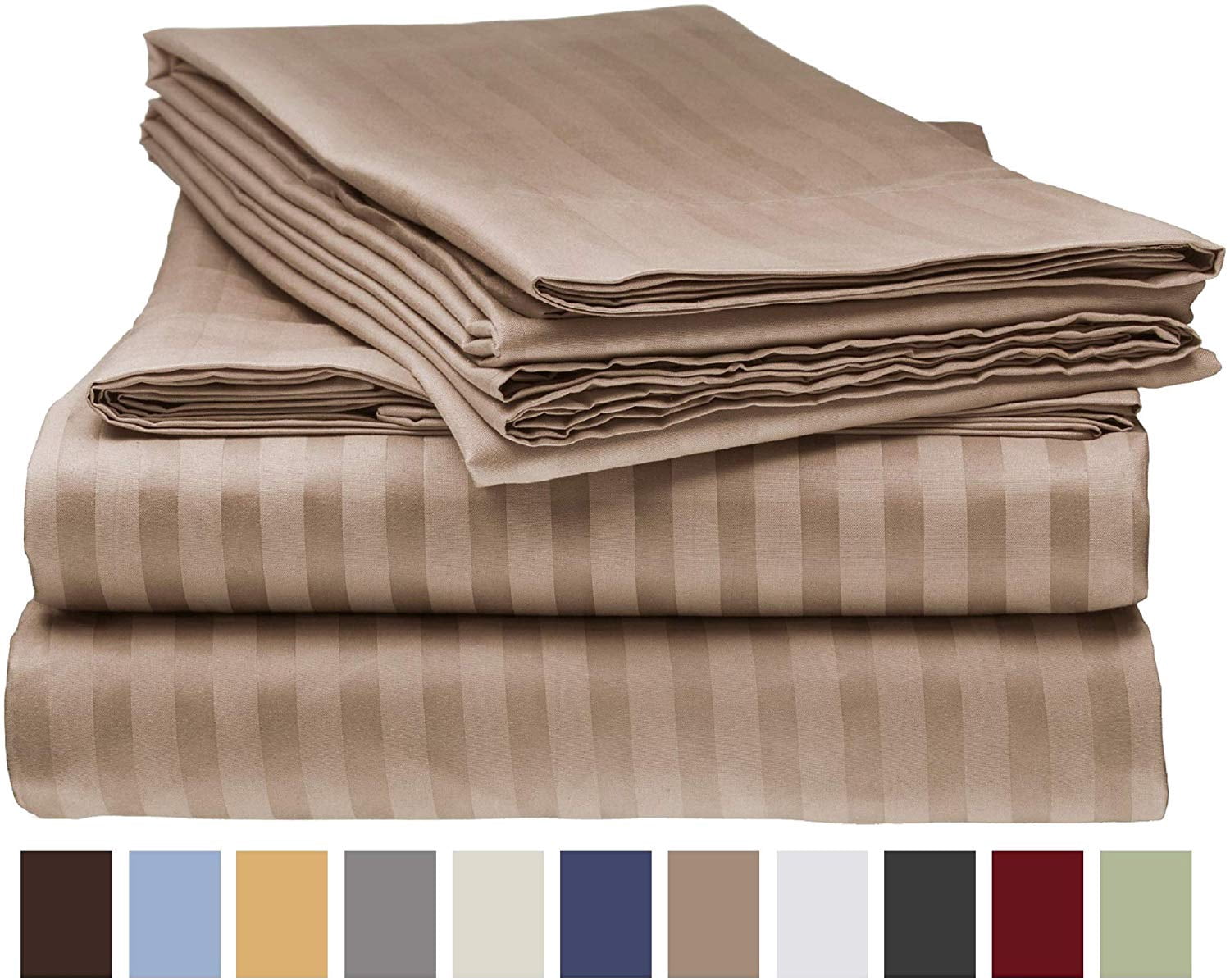Deluxe Striped 1800 Prestige Soft and Comfortable Bed Sheets Set, Full ...