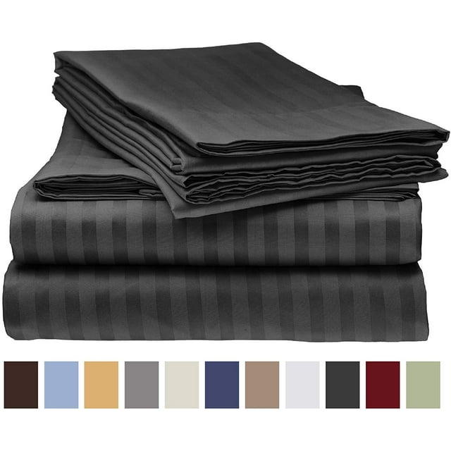 Deluxe Striped 1800 Prestige Soft and Comfortable Bed Sheets Set, King ...