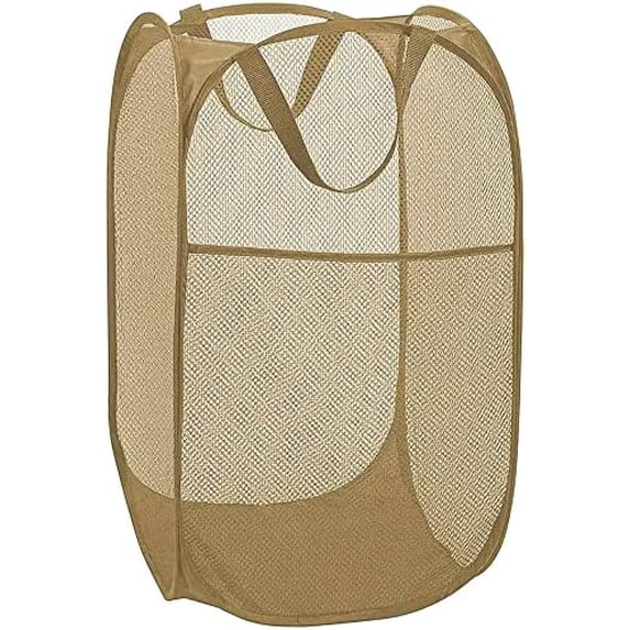 Deluxe Strong Mesh Pop up Laundry Hamper Basket with Side Pocket for ...