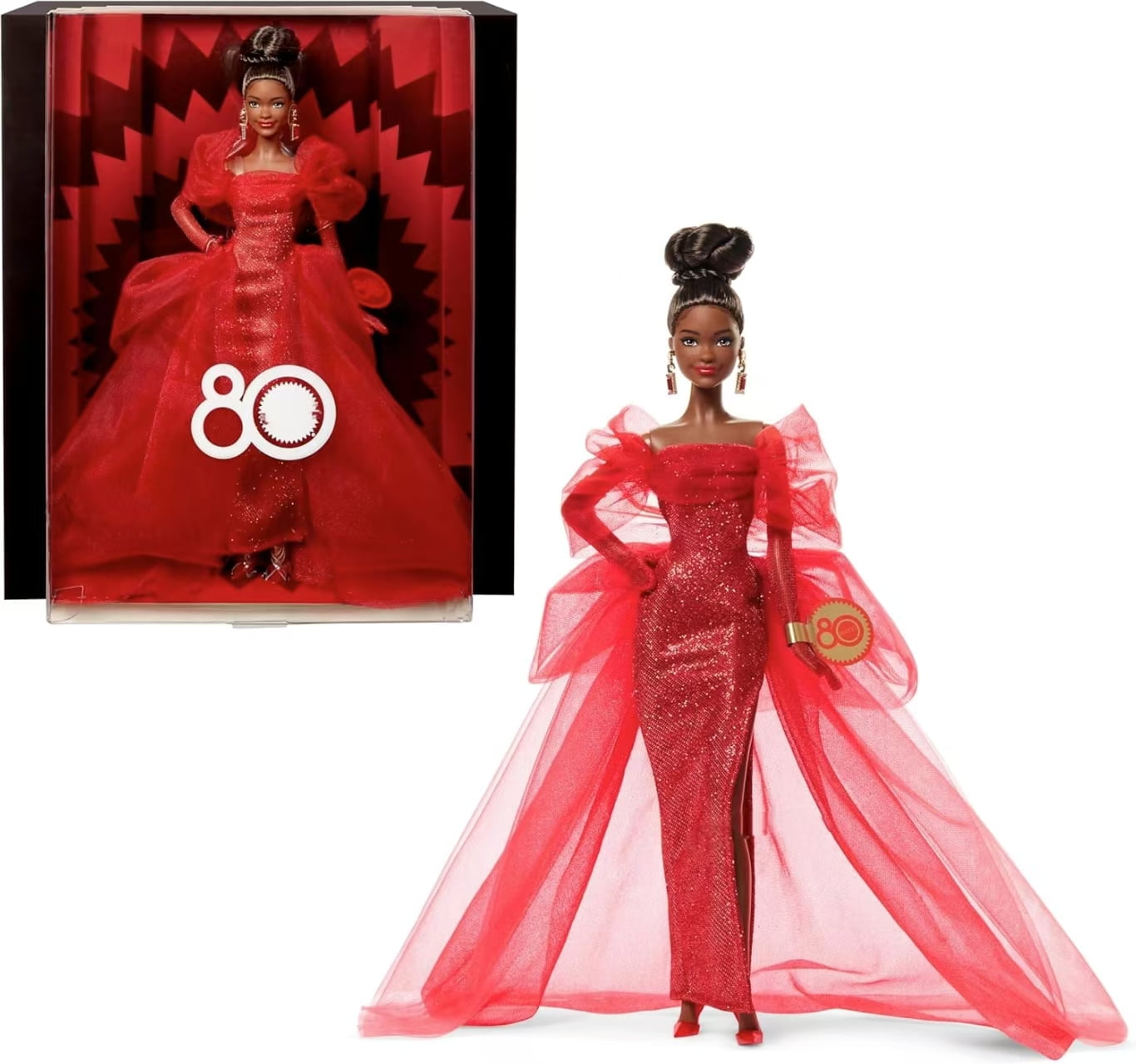 Deluxe Style Doll,Ma-ttel 80th Anniversary Collectible in Glittery Red ...
