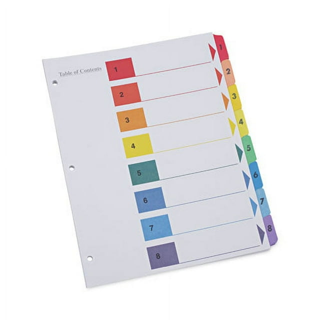 Deluxe Table Of Contents Dividers For Printers, 8-Tab, 1 To 8; Table Of ...