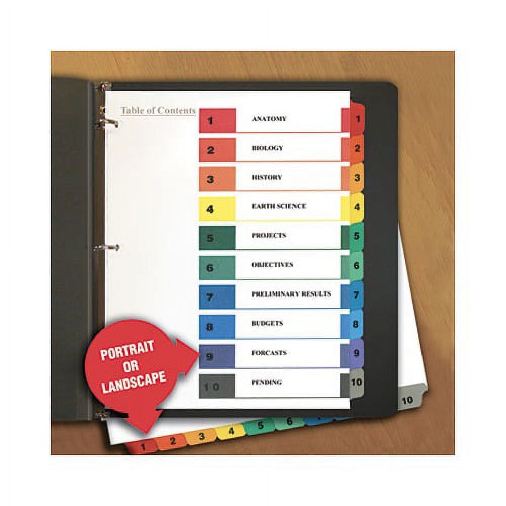 Deluxe Table of Contents Dividers for Printers 10-Tab, 1 to 10 Table Of ...