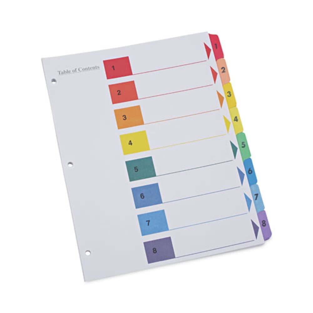 Deluxe 8-Tab '1 to 8' Table Of Contents 11 in. x 8.5 in. Dividers for ...