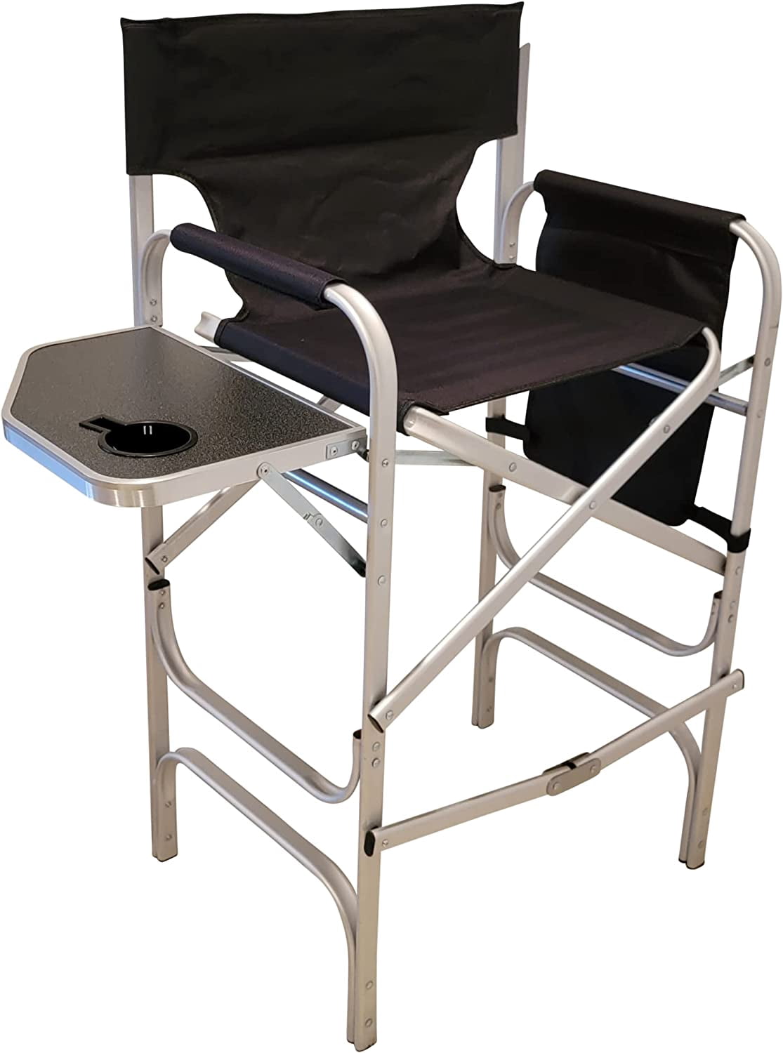 Deluxe Tall Folding Directors Chair, Foldable Makeup Chair with Side ...