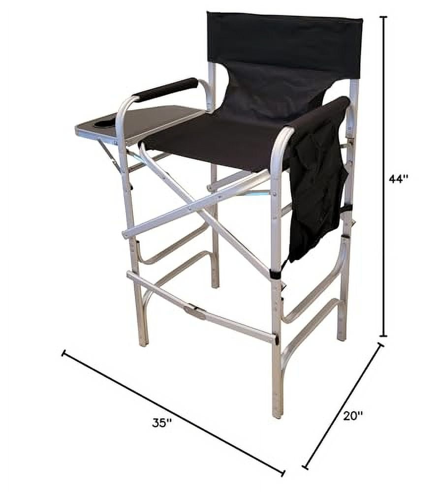 Deluxe Tall Folding Directors Chair, Foldable Makeup Chair with Side ...