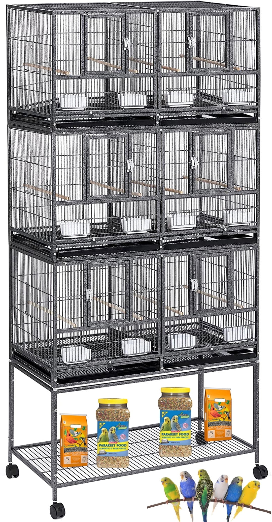 Deluxe Triple Bird Breeder Cage, Stackable with Divider, Stand, Nest ...