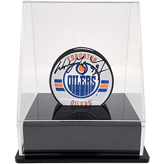 Deluxe UV-Protected Hockey Puck Display Case - Angle Black Base ...