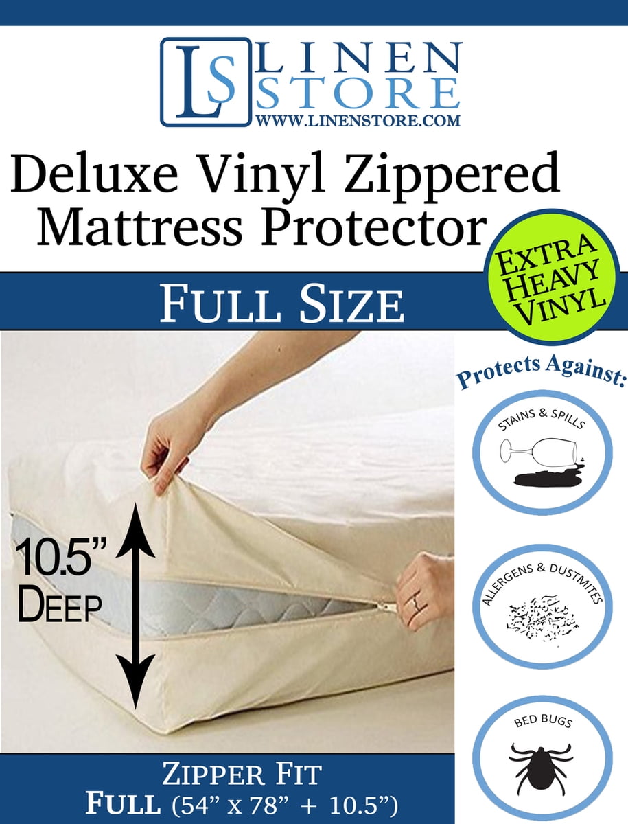 "Linen Store Deluxe Vinyl Zippered Mattress Protector, Waterproof ...
