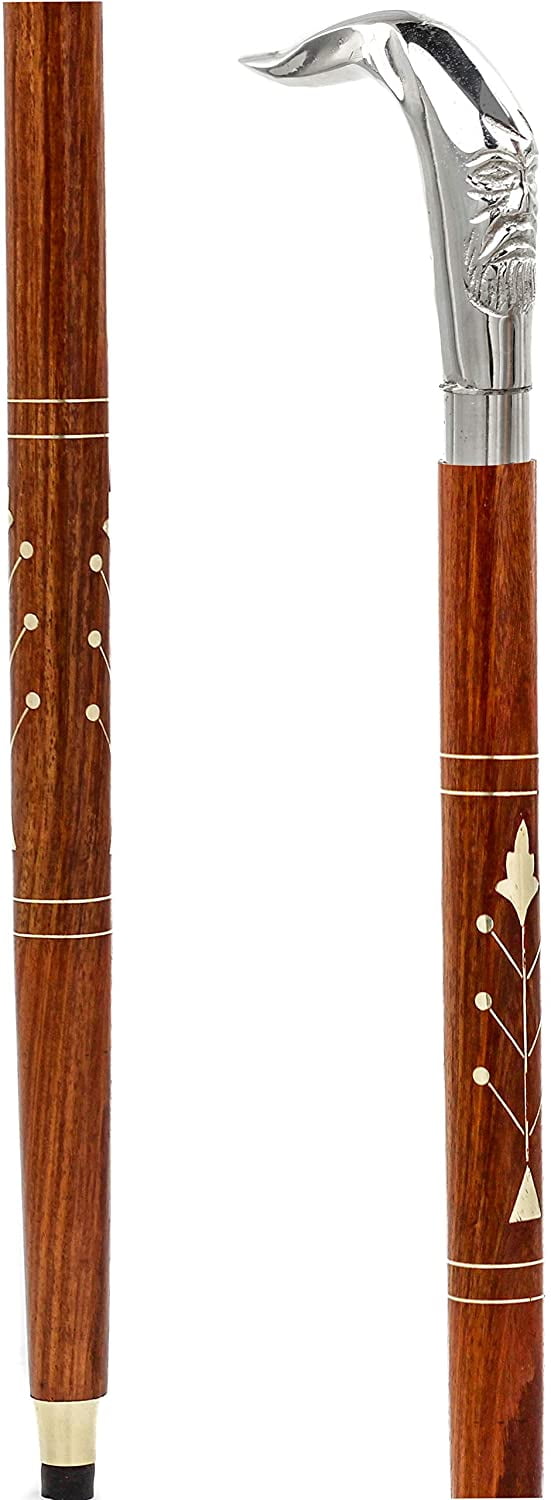 Deluxe Walking Sticks | Rosewood Crafted Cane with Solid Brass Chrome ...